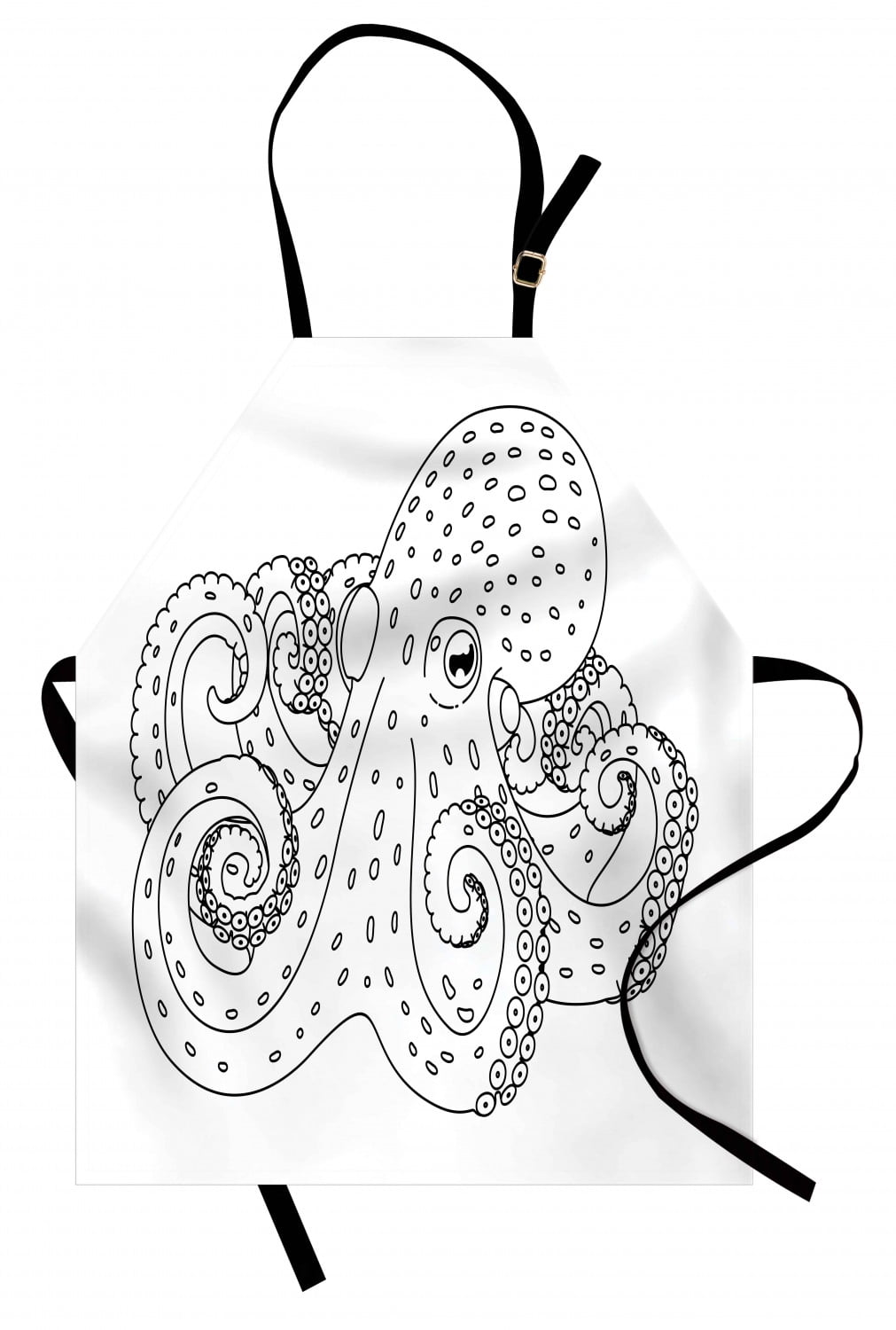 Octopus Apron, Monochrome Cartoon Illustration of a Sea Animal with ...