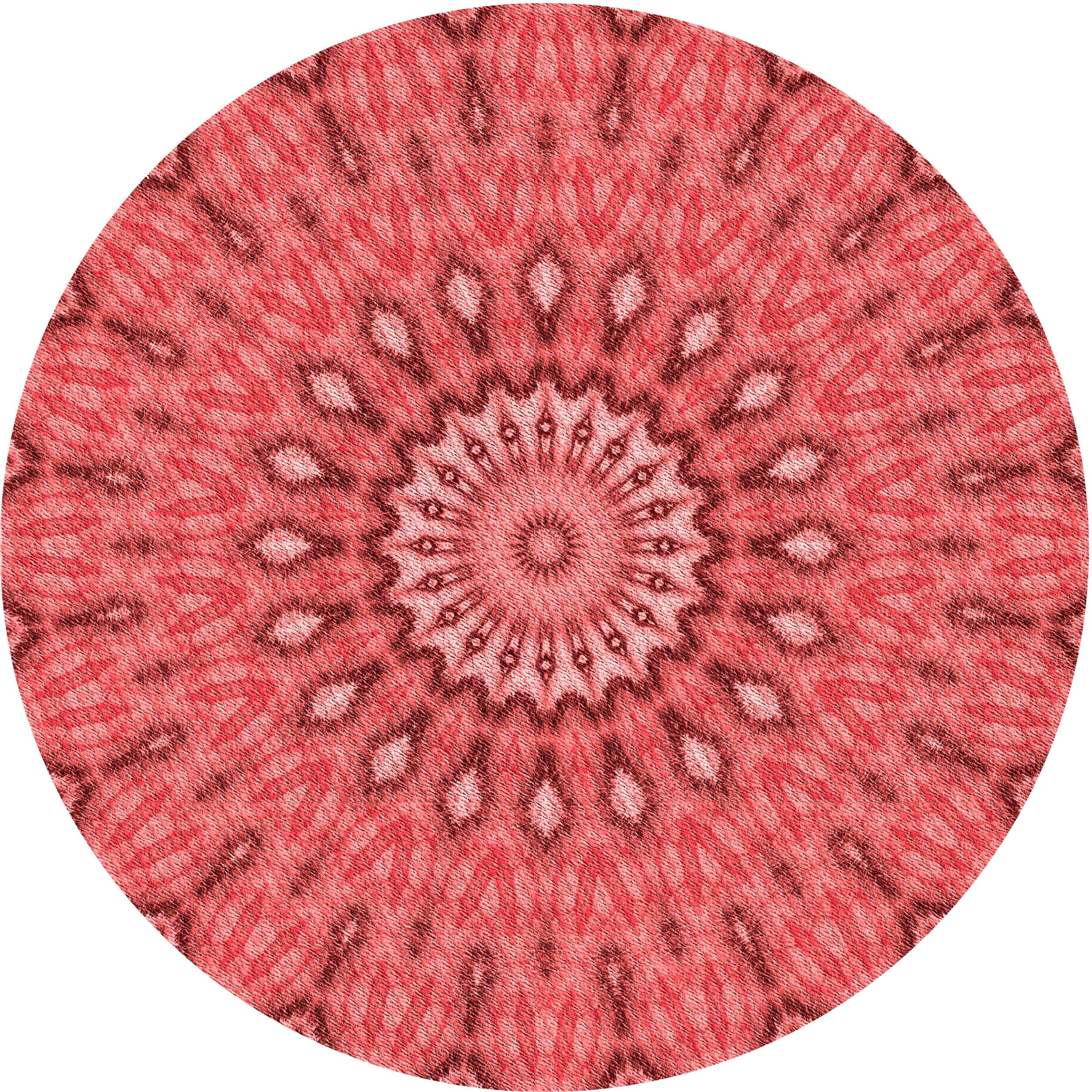 Ahgly Company Indoor Round Patterned Ferrari Red Area Rugs, 7' Round ...