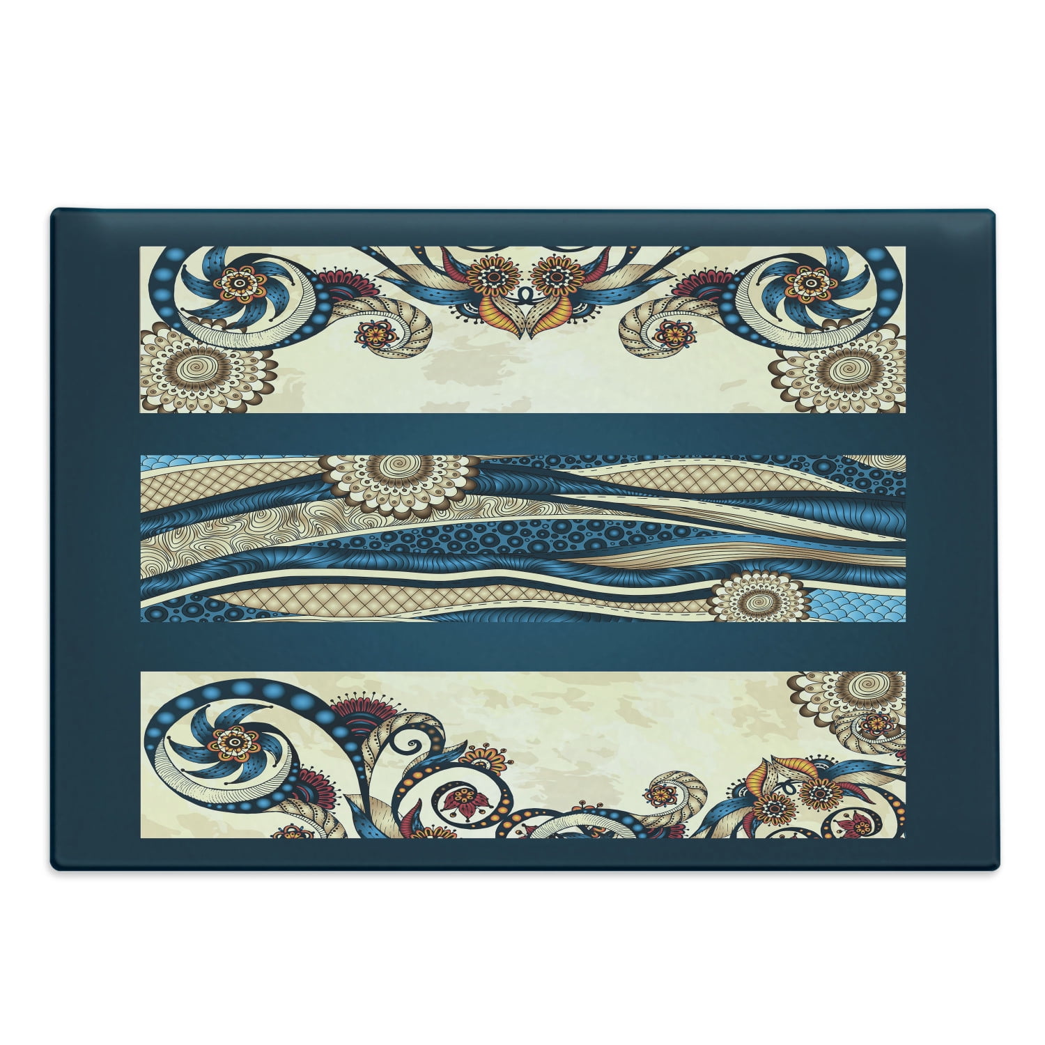 Batik Cutting Board, Oriental Floral Swirls with Leaves Classic ...