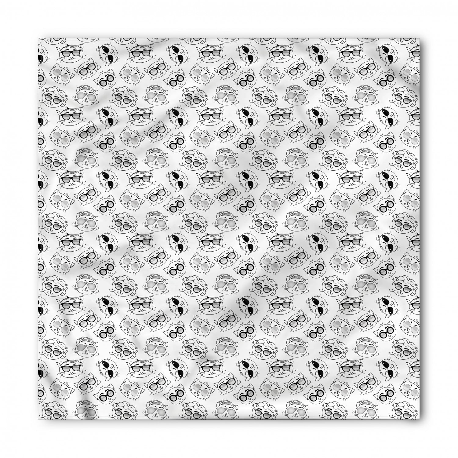 Cat Bandana, Cartoon Kittens with Glasses, Unisex Head and Neck Tie, by ...