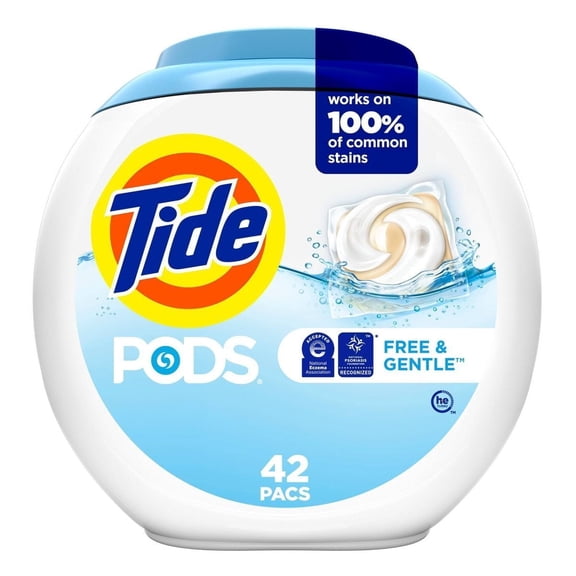 2X - Tide Pods HE Compatible Laundry Detergent Pacs - Free Gentle ...