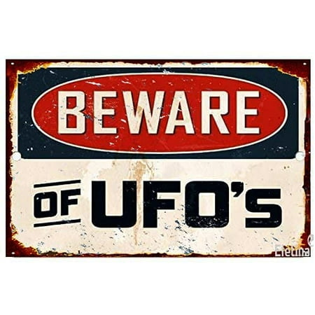 Vintage Metal Tin Sign Beware of UFOs Decorative Sign Exterior Home ...