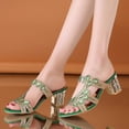 Bibifish Womens Heel Slide Open Toe Glam Rhinestone Multi Strap Slip On ...