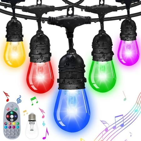 FMIX Color Changing Outdoor String Lights Patio Lights, 24FT RGB String ...