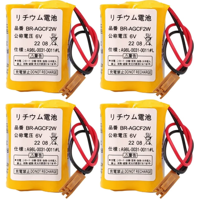 (4-Pack) 2200mAh BR-AGCF2W 6V Lithium Battery for Fanuc Controls A98L-0031-0011#L A98L-0031-0011 ...
