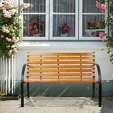 "Ktaxon 48"" Metal and Hardwood Patio Park Bench, Outdoor Wooden Front ...