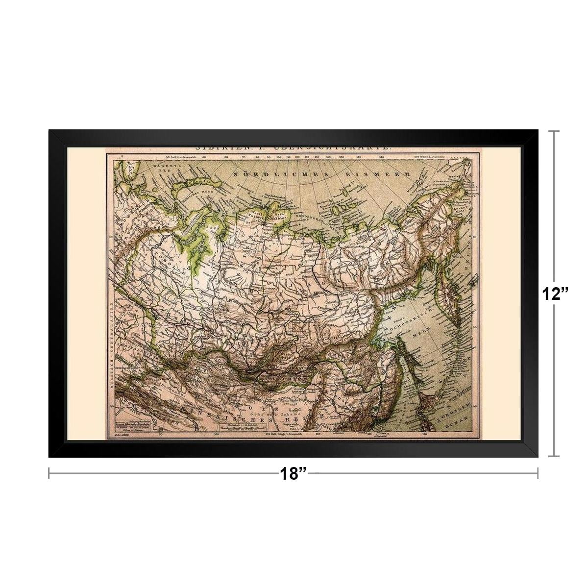 Buy Vintage Siberia Outline Antique Style Map Travel World Map with ...
