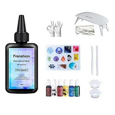 Light Cure UV Resin 6 Colors & UV Lamp Kit, Crystal-Clear, Improved Formula UV Resin. Hard Type ...