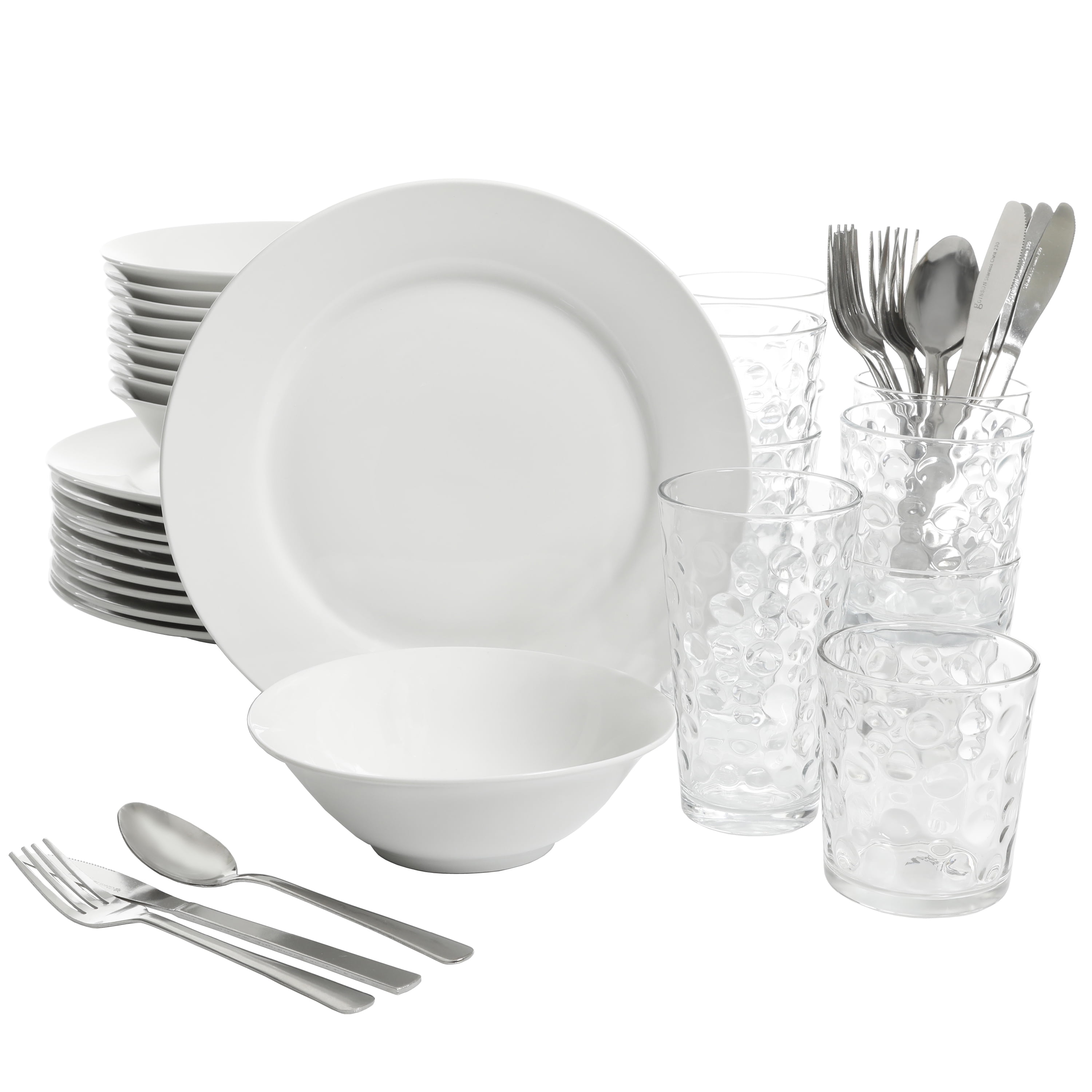 Gibson Home 48-Piece White Kitchen Basic Essentials Dinnerware Set ...