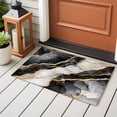 Abstract Art Front Door Rugs 2x3 ft White Black Gradient Marbling Water ...