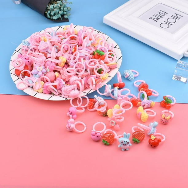 Children's Cartoon Rings Candy Flower Animal Bow Shape Ring Set Mix ...