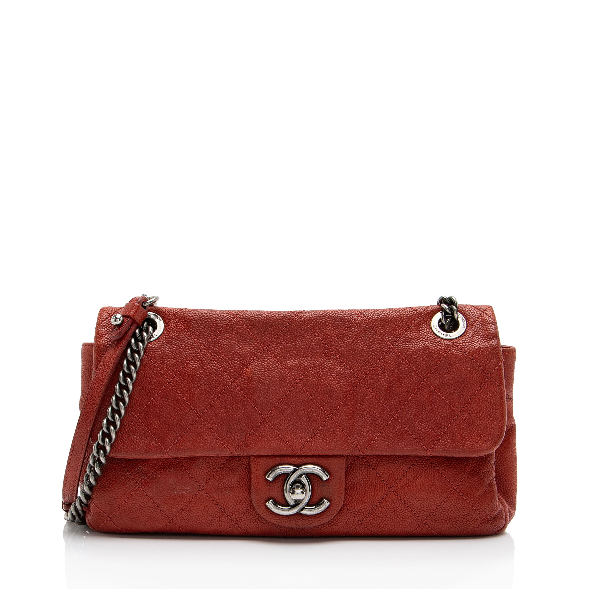 Pre-Owned Chanel Caviar Leather Simply CC Medium Flap Bag - Walmart.com