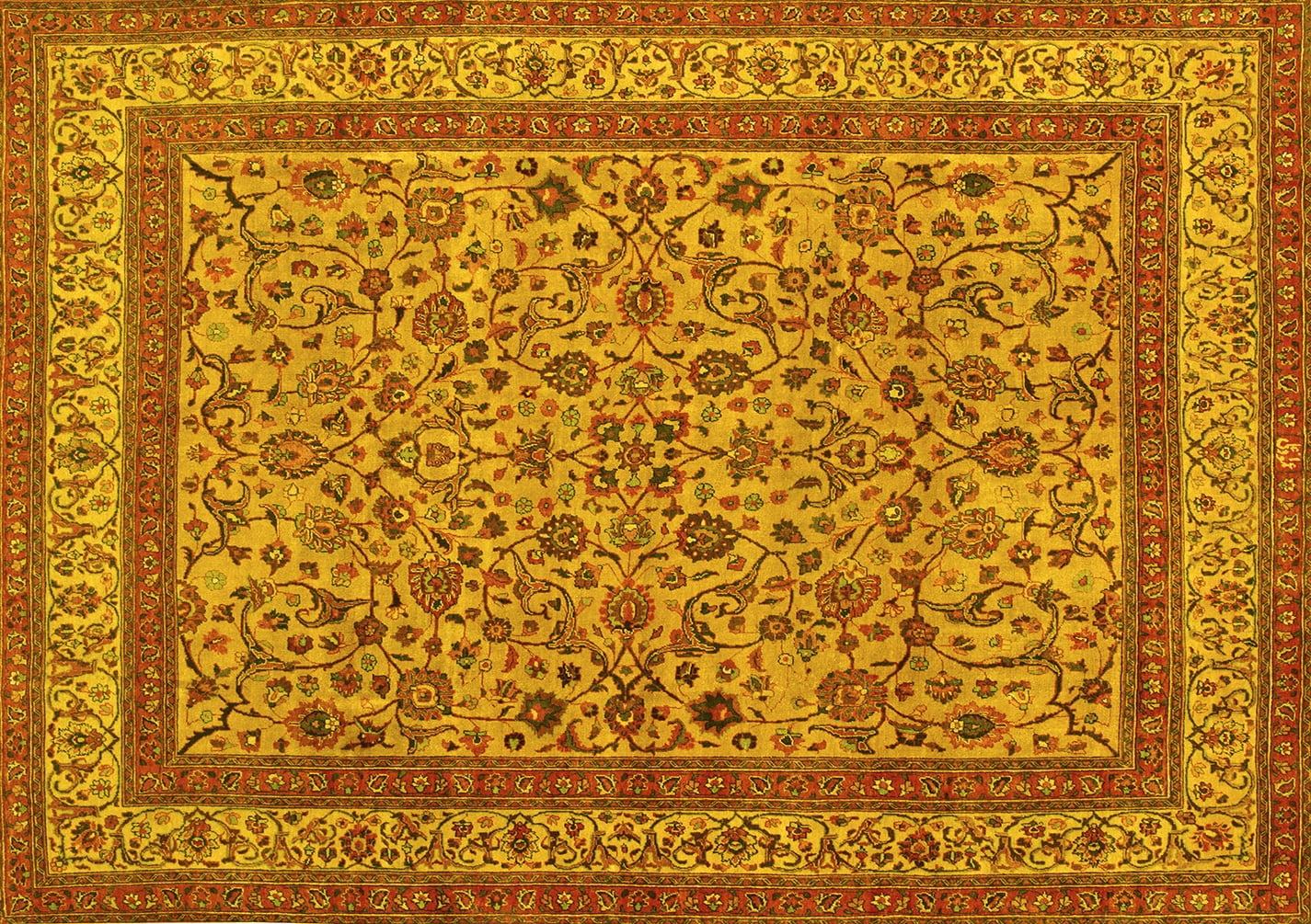 Ahgly Company Indoor Rectangle Persian Yellow Traditional Area Rugs, 2 ...
