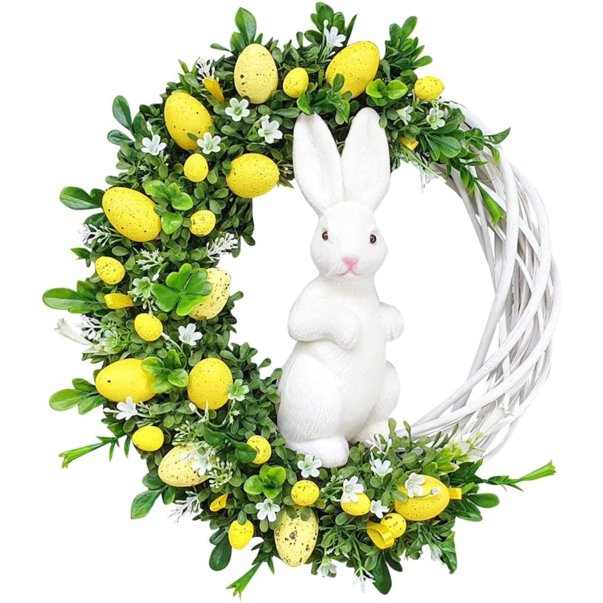 Jxzom Easter Bunny Wreath, Rabbit Easter Spring Wreath Front Door Wall ...