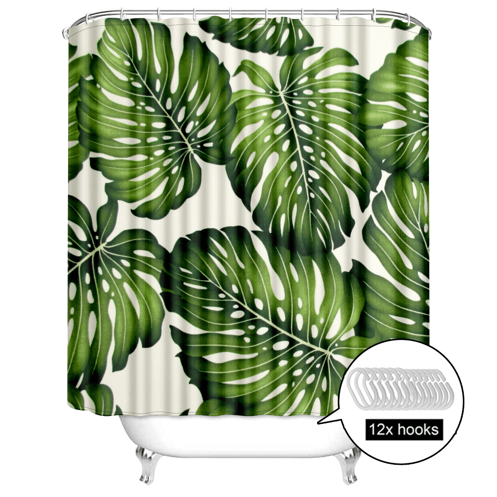 Hawaiian Beach Extra Long Decorative Print Shower Curtain With 12 Hooks
