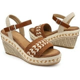 SHIBEVER Summer Wedge Sandals for Women Casual Ankle Strap Open Toe ...