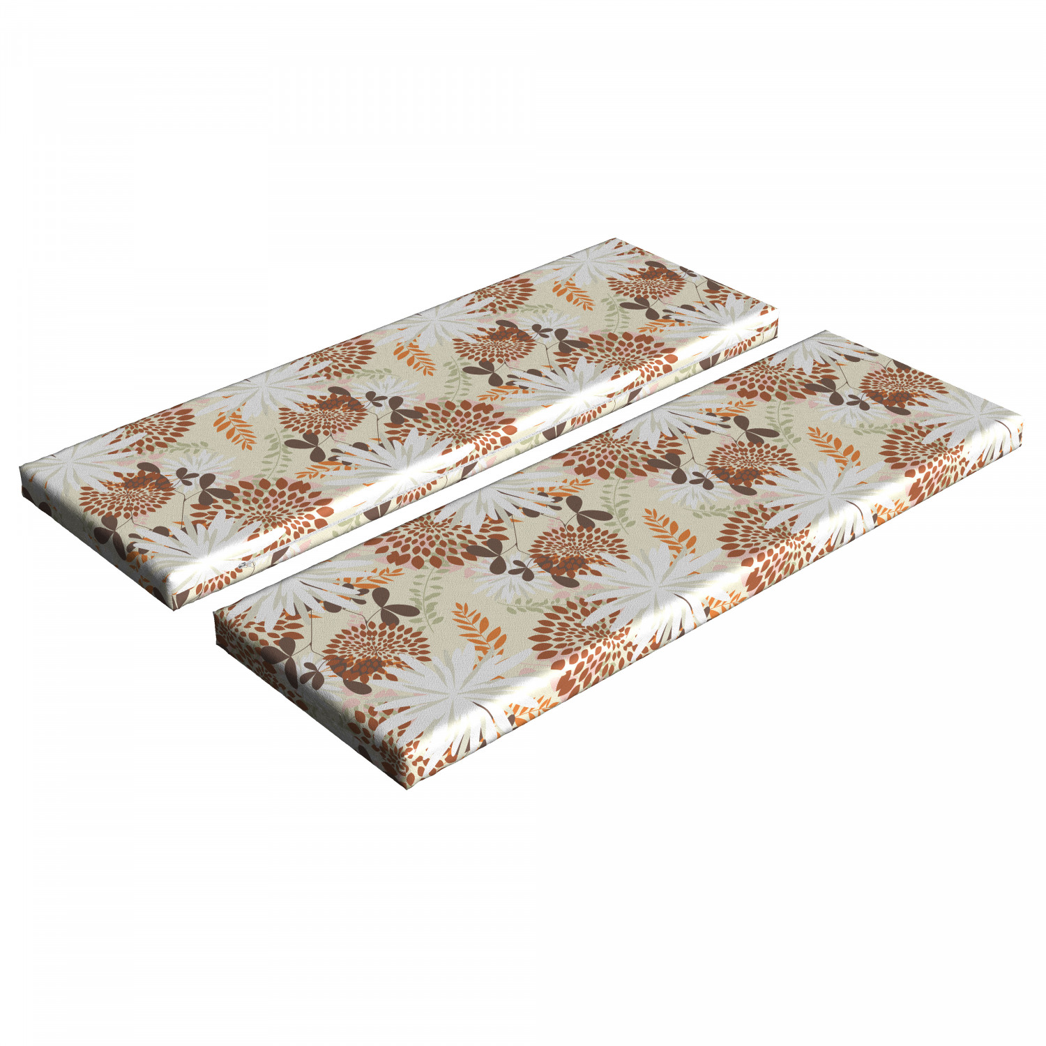 Floral Bench Cushion Set of 2, Coming of the Spring Themed Blossoming ...