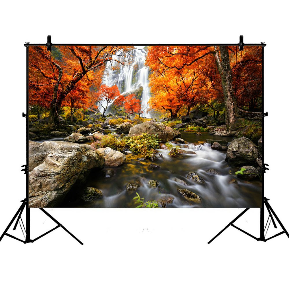 PHFZK 7x5ft Forest Woodland Landscape Backdrops, Waterfall in the ...