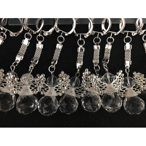 12 x Rhinestone Angel Keychains Favors Baptism First Communion Favor ...