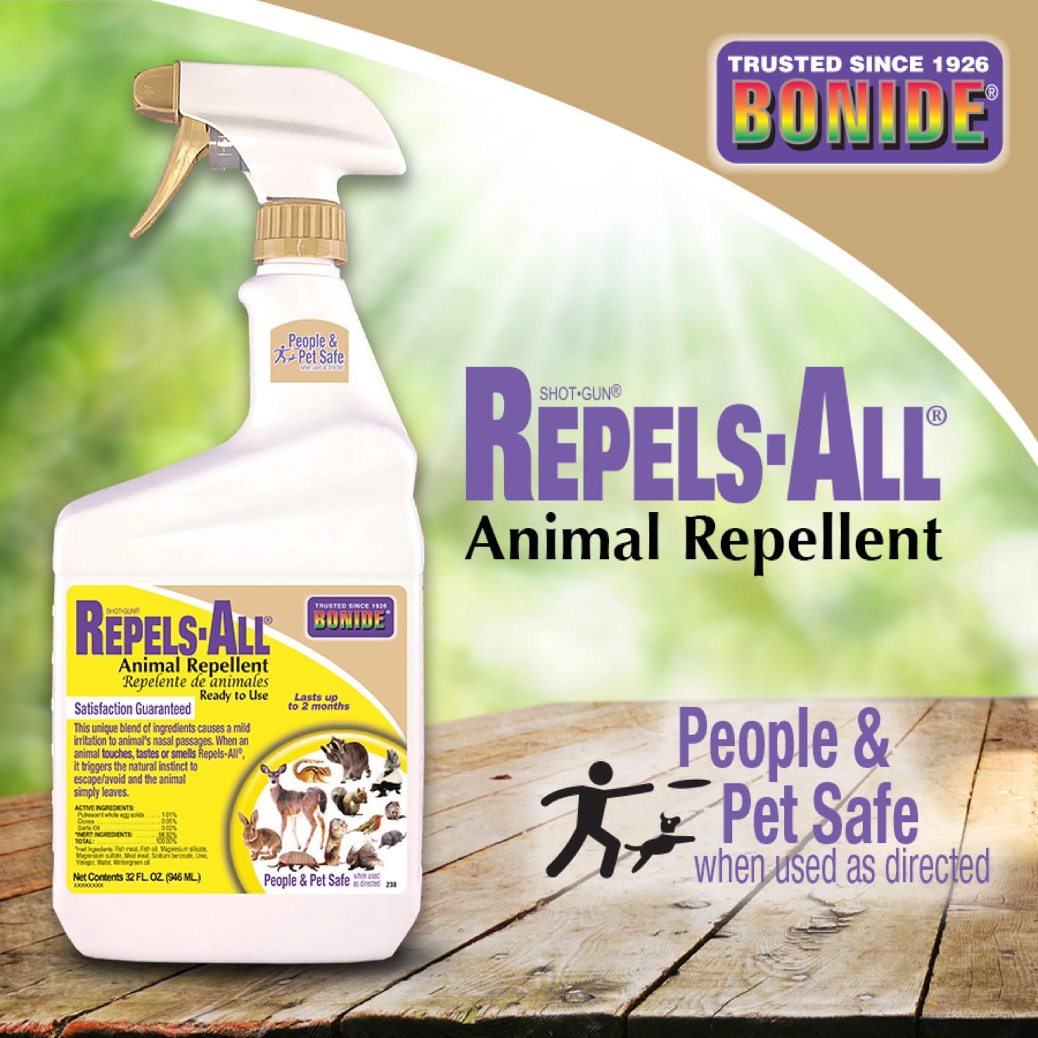 Bonide Repels All 32 oz Animal Repellent Ready-to-Use Spray for Outdoor ...