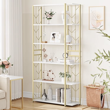Dextrus 4 Tier Arched Bookshelf and Bookcase, Gold Modern Open Book ...