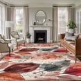 Autumn Leaves Washable Living Room Rugs 5'x7', Botanical Rustic Red ...