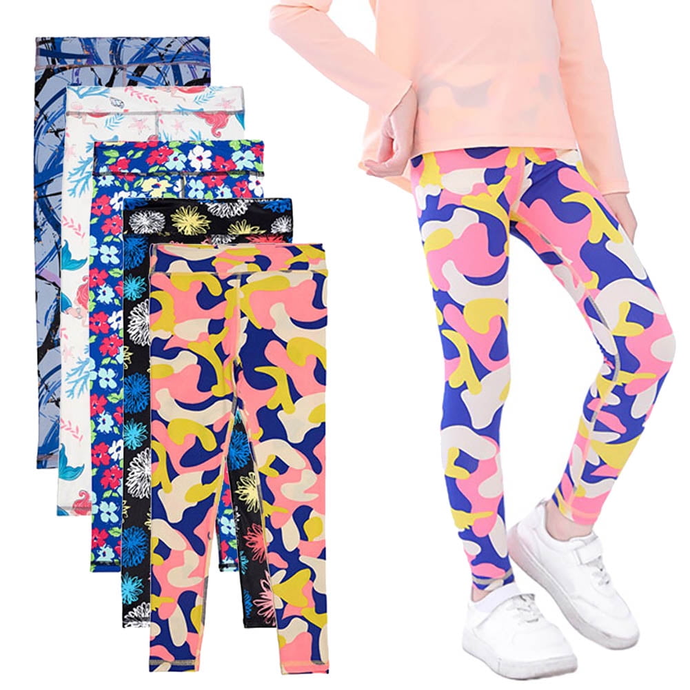 URMAGIC Girls Printed Leggings Yoga Pants High Waist Stretch Leggings ...