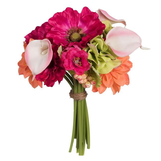 Vickerman F12286 12 in. Poppy, Dahlia with Pink Calla Lily Bouquet ...
