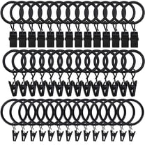 Cafe-Appropriate Curtain Rings with Clips, Matte Black, 25 Pack Metal ...