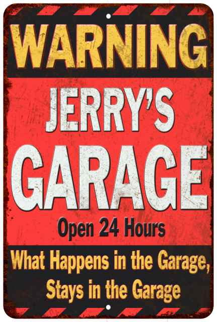 JERRY'S Garage Warning Man Cave Wall Decor 8x12 Metal Sign 108120030042 ...