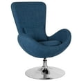 Merrick Lane High-Back Egg Chair, Blue Faux Leather, 30" x 30" x 38 ...