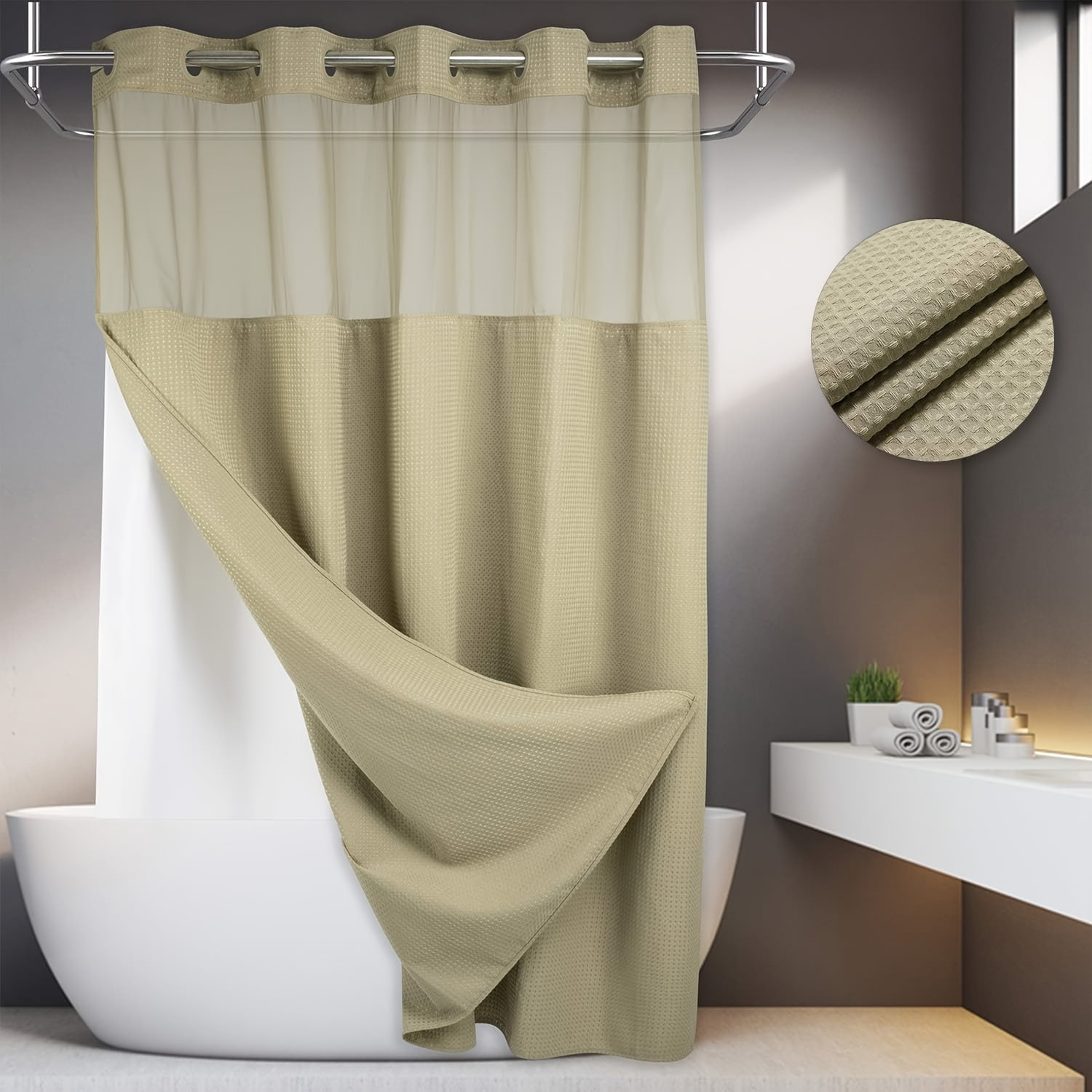Click here for Estbridge Weave Shower Curtain With Snap-On Lining... prices