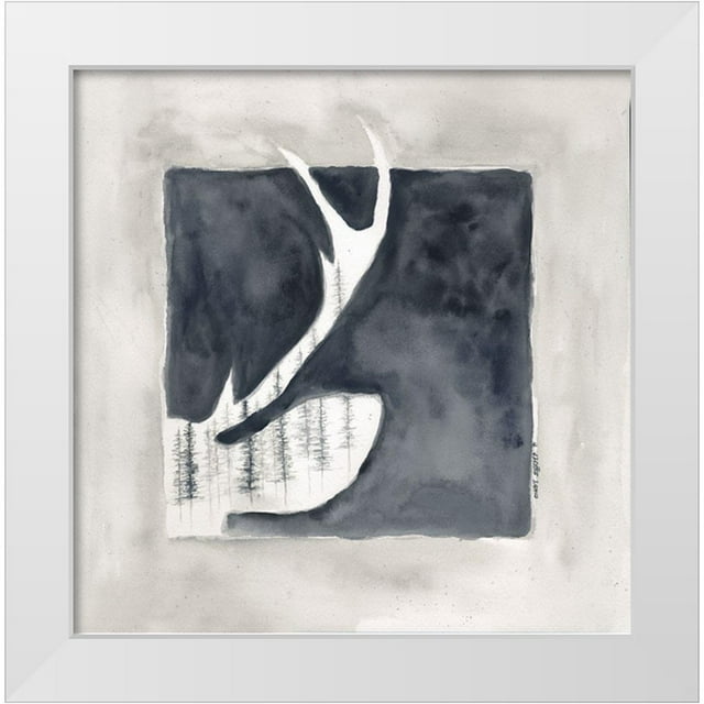Shamp, Cindy 26x26 White Modern Wood Framed Museum Art Print Titled - Buck Antler II - Walmart.com