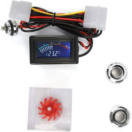 Water Flow Indicator Computer Water Cooling Thermometer + Flowmeter Set ...