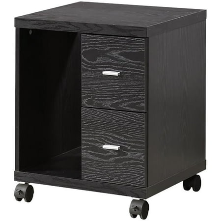 Bowery Hill 2 Drawer Printer Stand in Black Oak and Silver - Walmart.ca