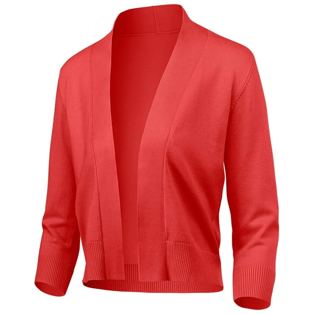 URBAN DAIZY Women's Classic 3/4 Sleeve Crop Bolero Cardigan Open Front ...