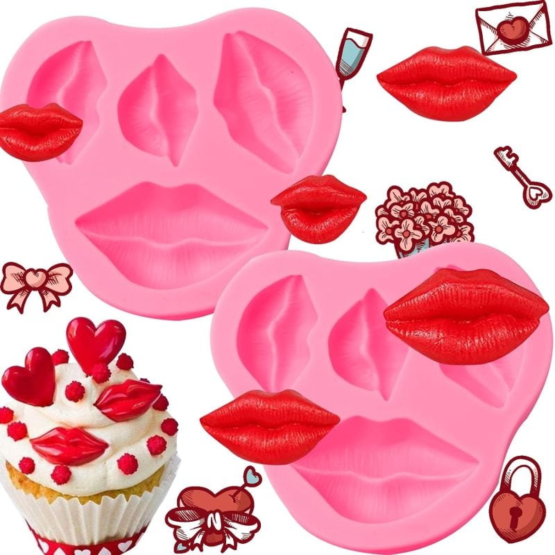 2 moldes con forma de labios para el día de San Valentín, moldes de ...
