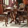 ACME Dresden Round Dining Table with Glass Top, Single Pedestal, and ...