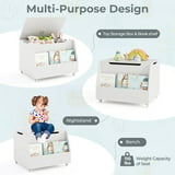 Gymax Large Wooden Kids Toy Box with Bookshelf, Storage Chest Bench ...