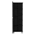62H"Mirror Linen Single Door Cabinet, Five External Shelves, Four ...