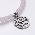 15 pc 304 Stainless Steel Charm Bracelets Rose with Natural Mixed Stone ...