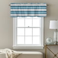Dark Blue Valance Curtains for Windows, Gray White Light Filtering Rod ...