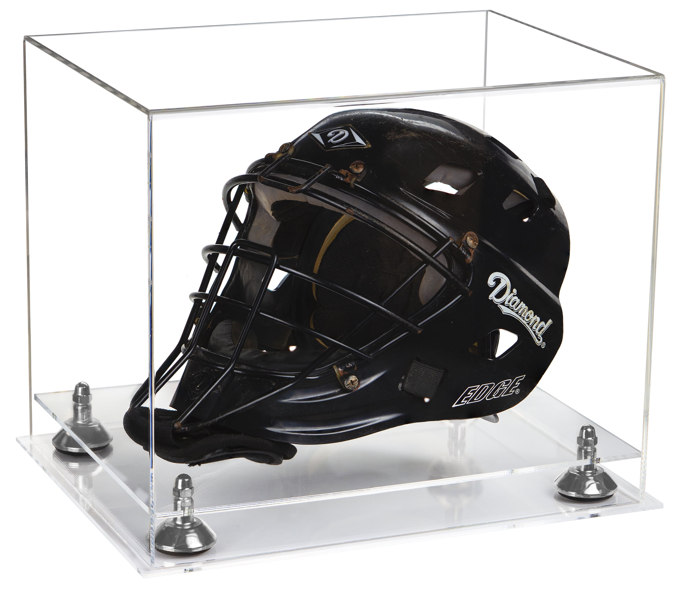 Deluxe Clear Acrylic Catchers Helmet Display Case with Silver Risers ...