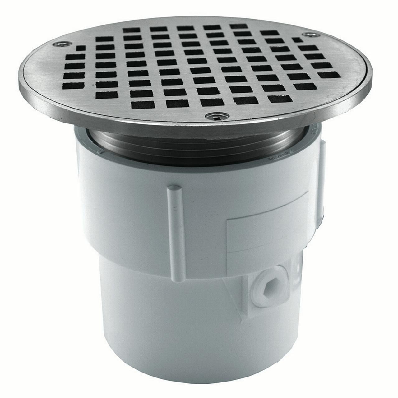 3" x 4" PVC Pipe Fit Drain Base with 3-1/2" Metal Spud and 6" Chrome ...