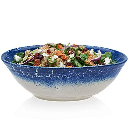 Libbey 56892 Artisan Large Stoneware Serving Bowl, Blue/White | Walmart ...