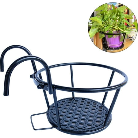 ShenMo 1 Piece Black Iron balcony flower stand railing flower stand ...
