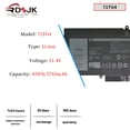 New 11.4V 45Wh 71TG4 Laptop Battery for Dell Latitude 5289 7389 P29S001 ...