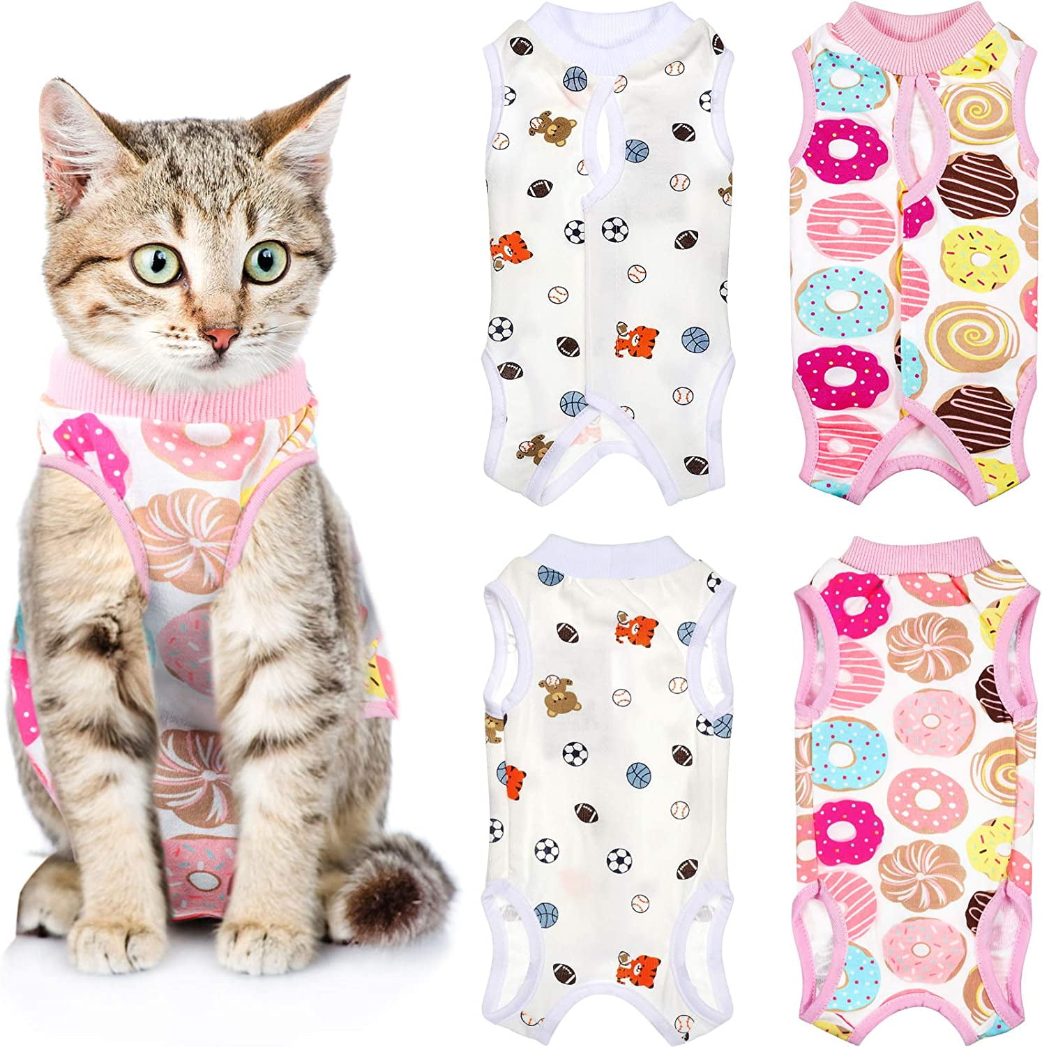 2 Pieces Kitten Cat Recovery Suit Soft Breathable Kitten Recovery Shirt ...