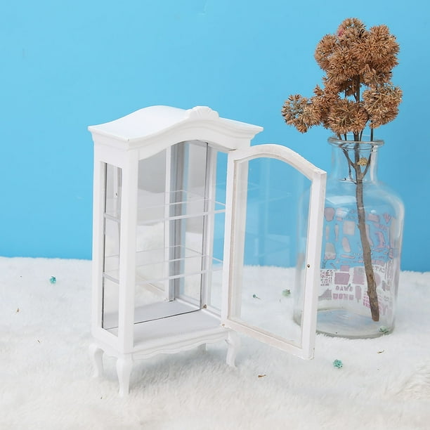 White Dollhouse Cabinet, Wooden Dollhouse Corner Cabinet, Mini For ...