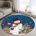 3.3ft Round Rug Navy Blue Snowman Christmas Area Rugs for Living Room ...